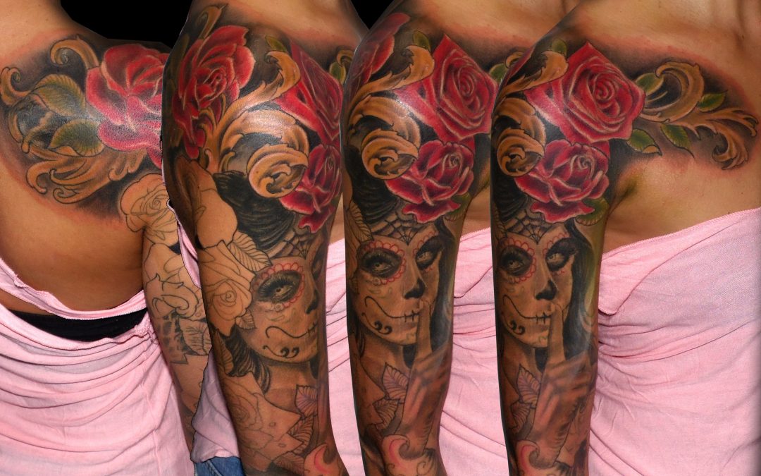 Catrina con rosas ⋆ 13depicas.com♠STUDIO TATTOO♠PIERCING♠SHOP♠ JACA-Huesca